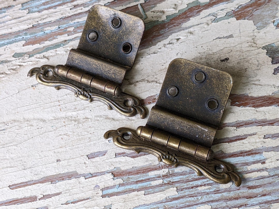 1960s Ajax USA Hinges: Art Nouveau Antiqued Brass Steel - Set of 2 - Etsy