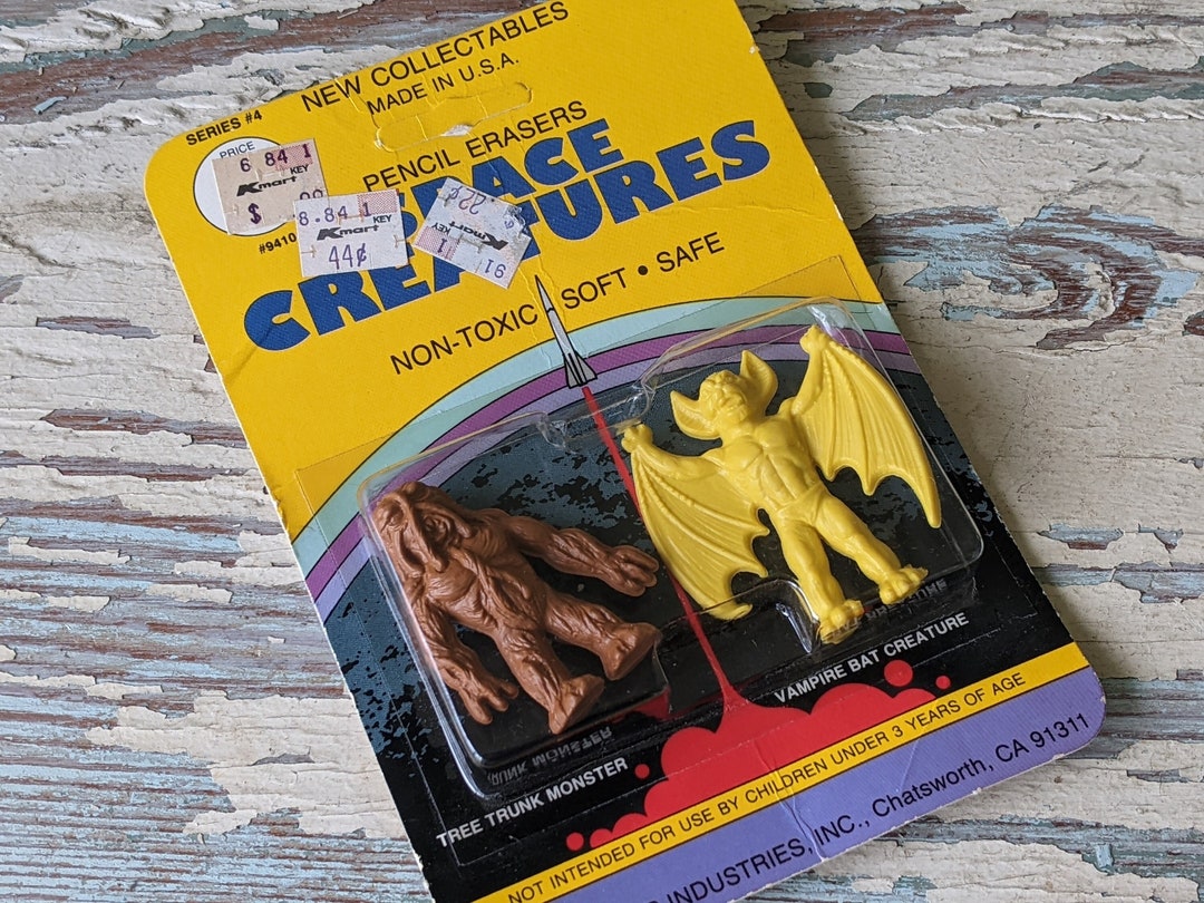 1979 !! Rare Sealed Diener Erasers Space Creatures Vinyl Tree Trunk ...