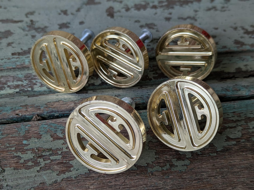 1963 Golden Drawer Cabinet Pulls Knobs Asian Style Amerock Ameritac !! Beautiful Vintage ...