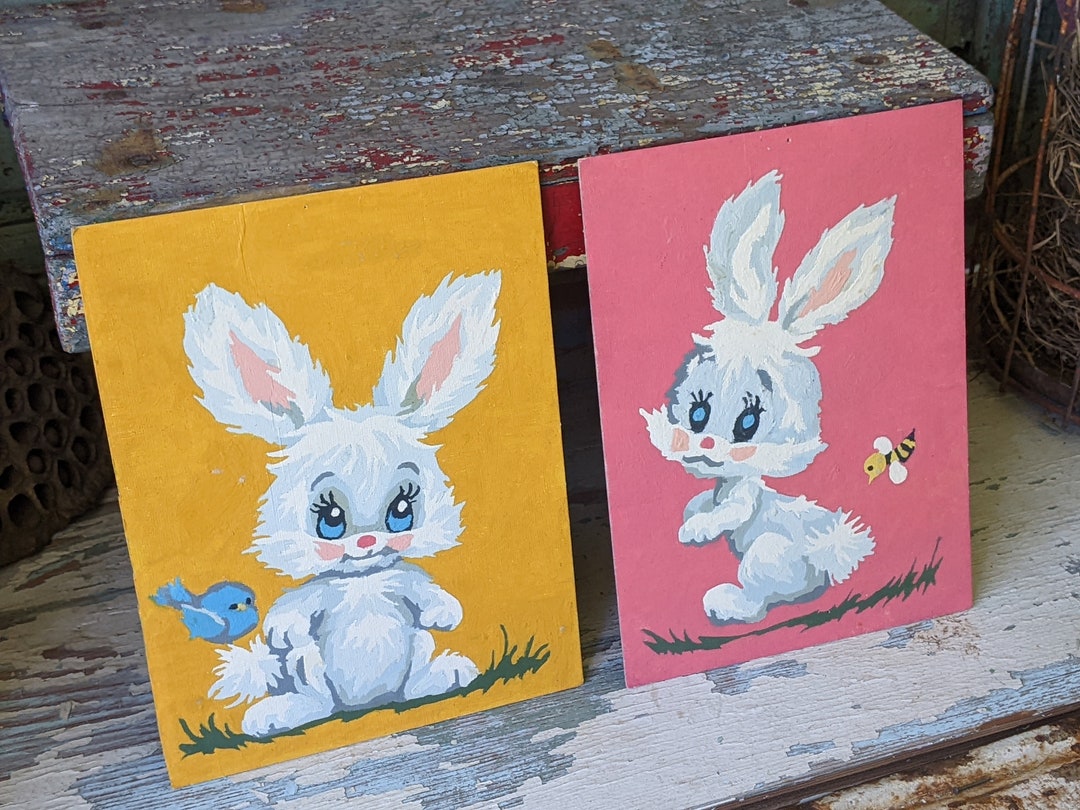 Vintage 1960s Bunny & Bee Painting Set: Colorful Nursery Decor - Etsy