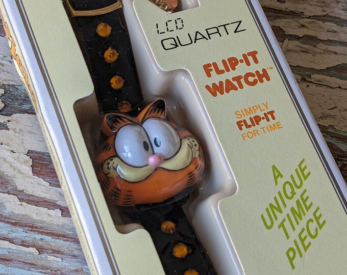 1978 Garfield !! NOS !! Working Flip-it LCD Quartz Watch W New Battery ...