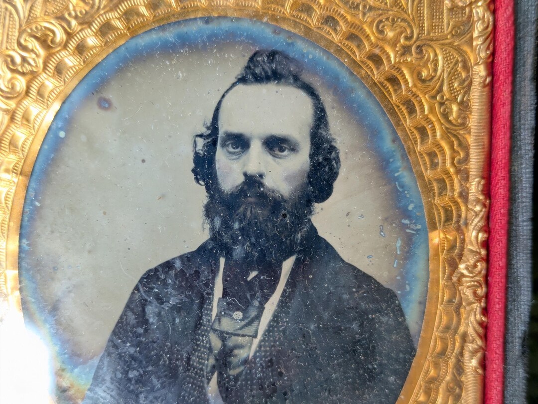 1860s Ambrotype Portrait: Man With Beard, Embossed Case - Etsy