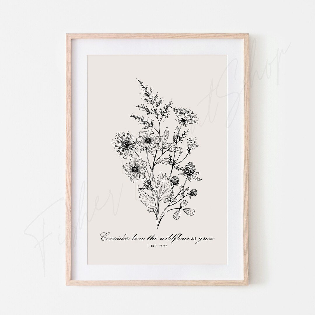 Wildflower Bible Verse Digital Art Print - Etsy Australia