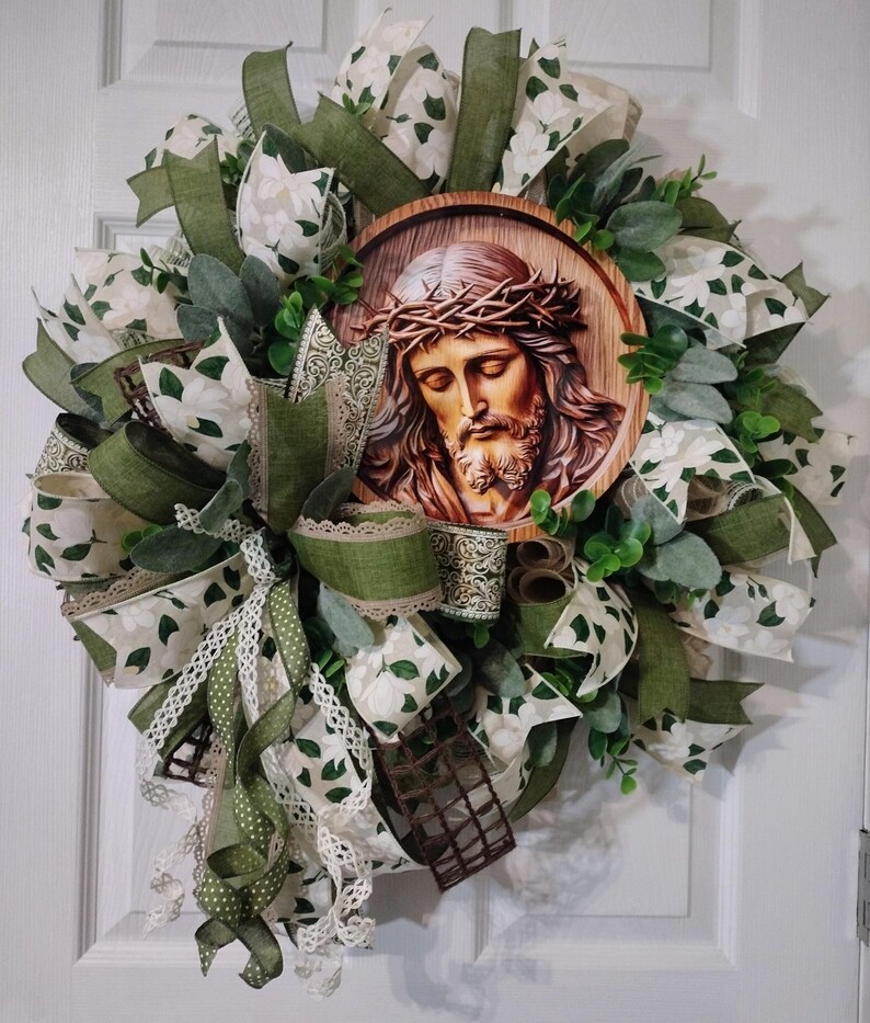 Religious Wreath, Everyday Front Door Wreath, Housewarming Gift ...