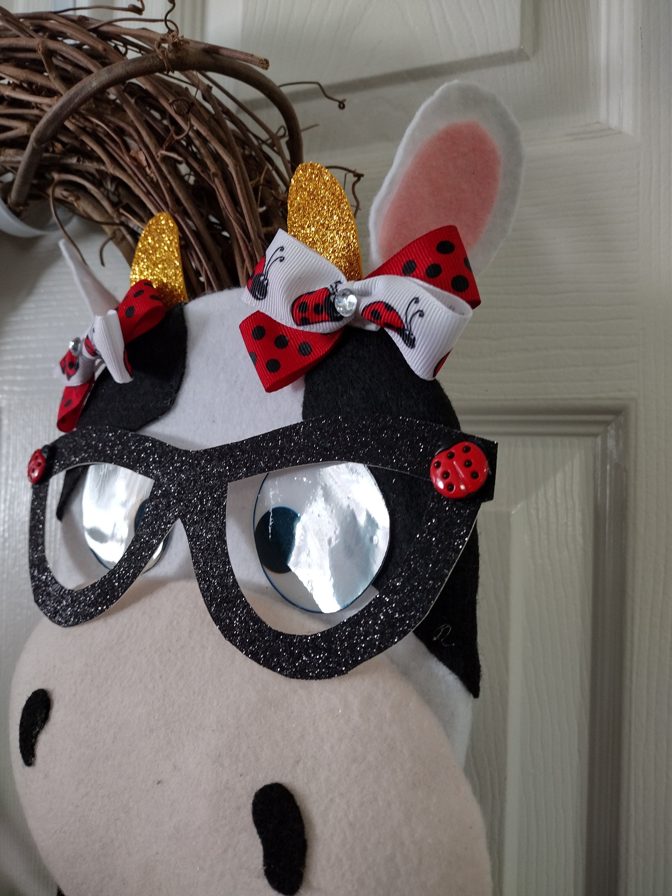 Summer Cow Wreath Attachment, Ladybug Cow Decor, Farmhouse Decor, Cow ...