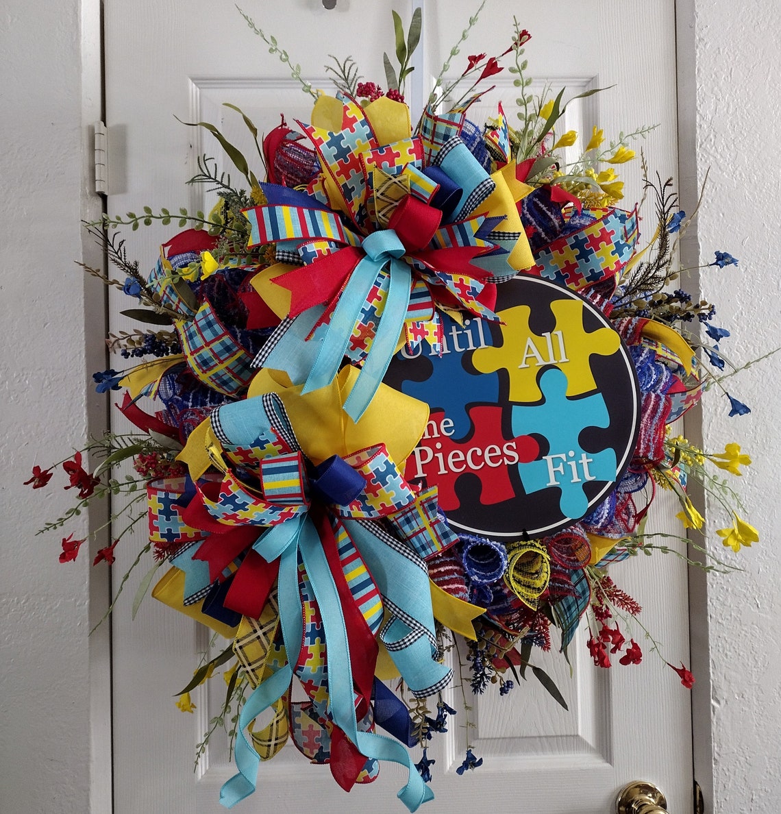 Autism Awareness Wreath for Front Door, Autism Wreath, Autism Decor ...