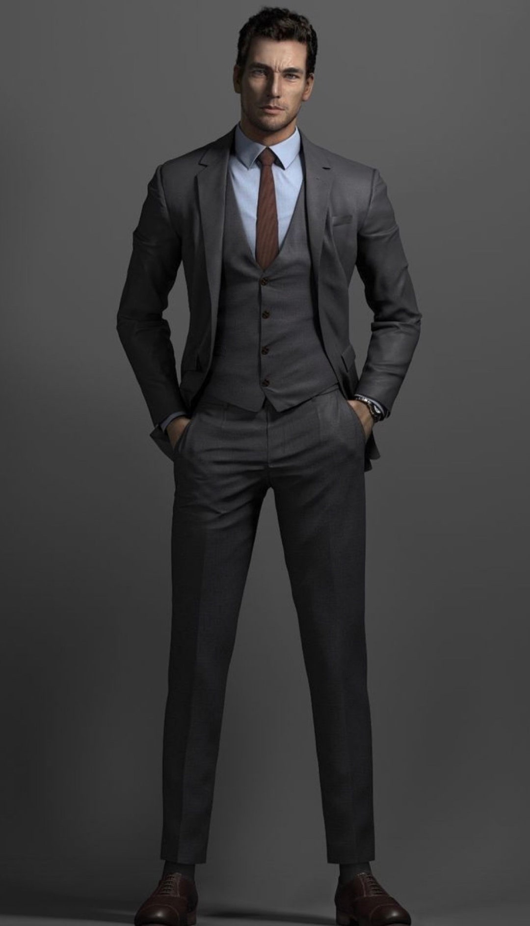 Suits for Men Dark Grey Three Piece Suits Wedding Suits for - Etsy