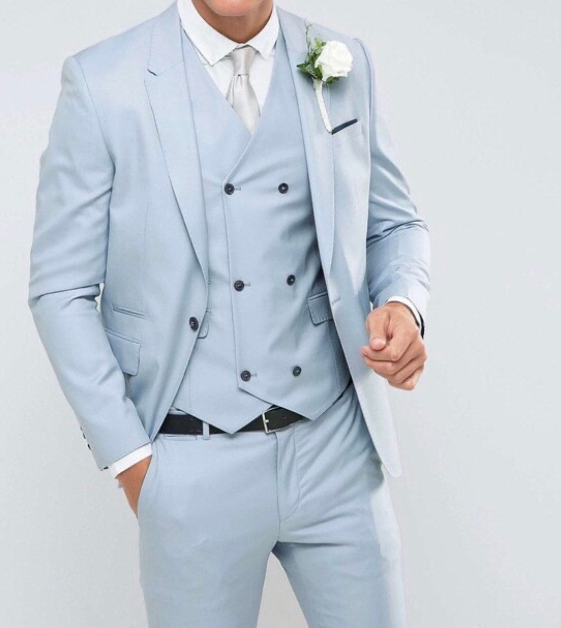 Baby Blue And White Tuxedo