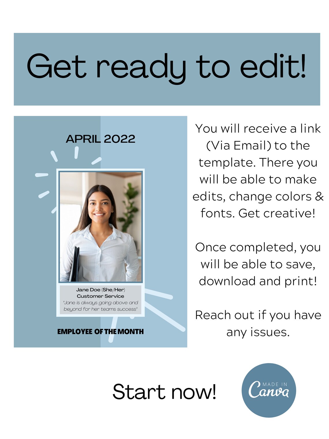 Employee of the Month Poster Editable - Etsy