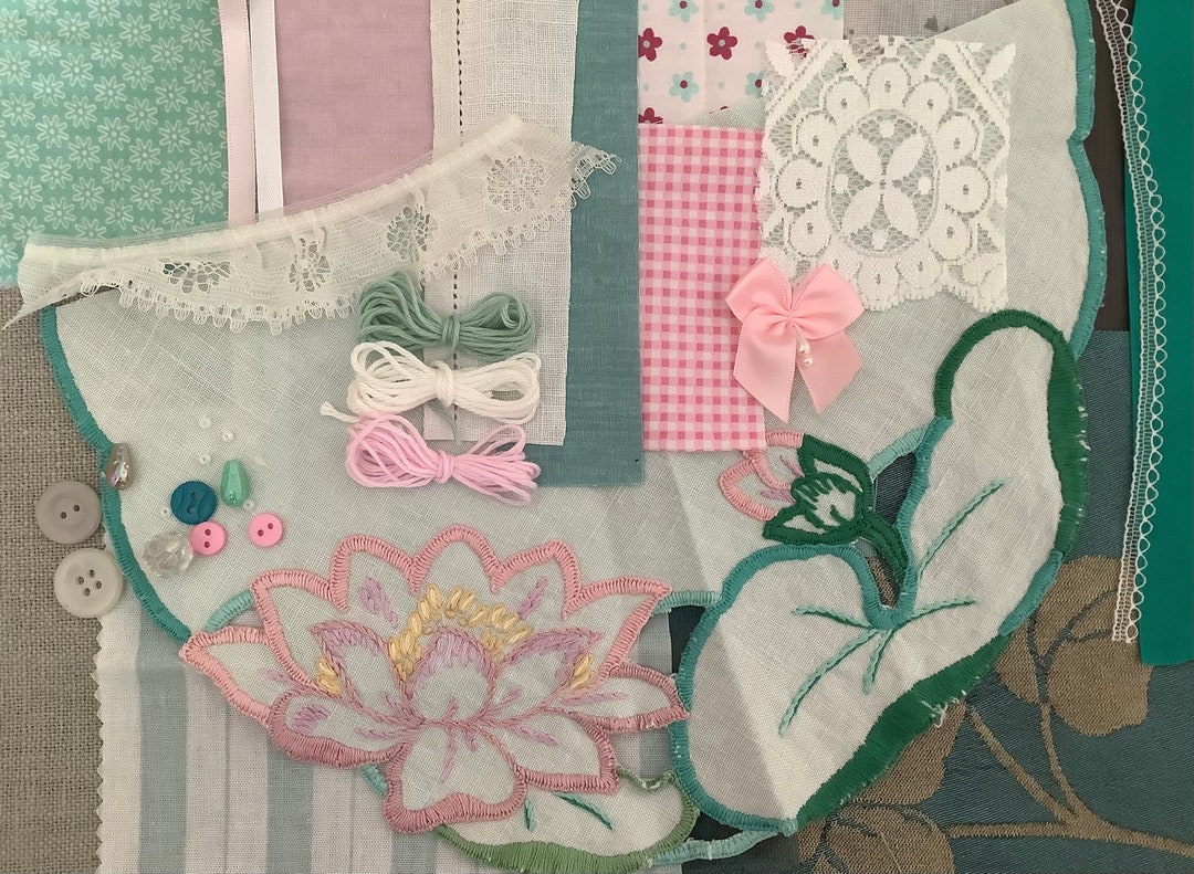 Slow Stitch Bundle Fabric & Lace Scrapbooking Vintage Mindful Sewing ...