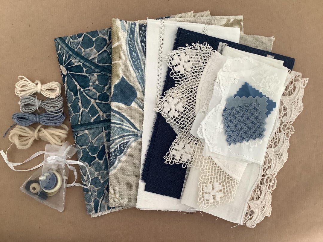 Beautiful Slow Stitch Bundle Fabric & Lace Scrapbooking Vintage Mindful ...