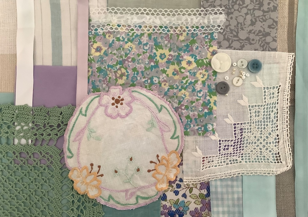Slow Stitch Bundle Fabric & Lace Scrapbooking Vintage Mindful Sewing ...