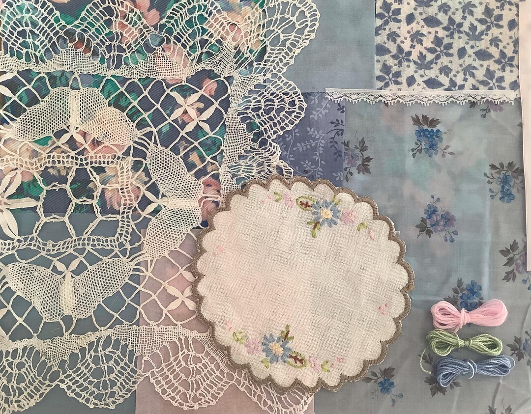 Beautiful Slow Stitch Bundle Fabric & Lace Scrapbooking Vintage Mindful ...