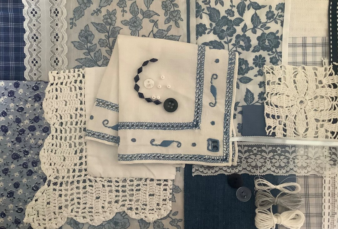 Slow Stitch Bundle Fabric & Lace Scrapbooking Vintage Mindful Sewing ...