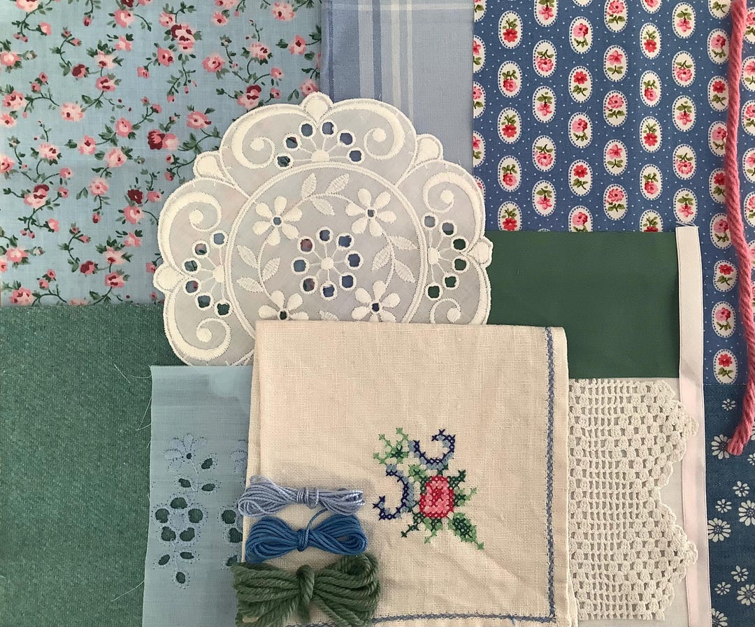 Slow Stitch Bundle Fabric & Lace Scrapbooking Vintage Mindful Sewing ...