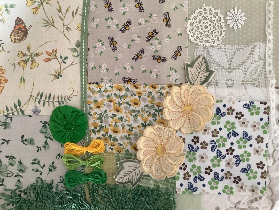 Slow Stitch Bundle - Fabric & Lace Scrapbooking - Vintage - Mindful ...