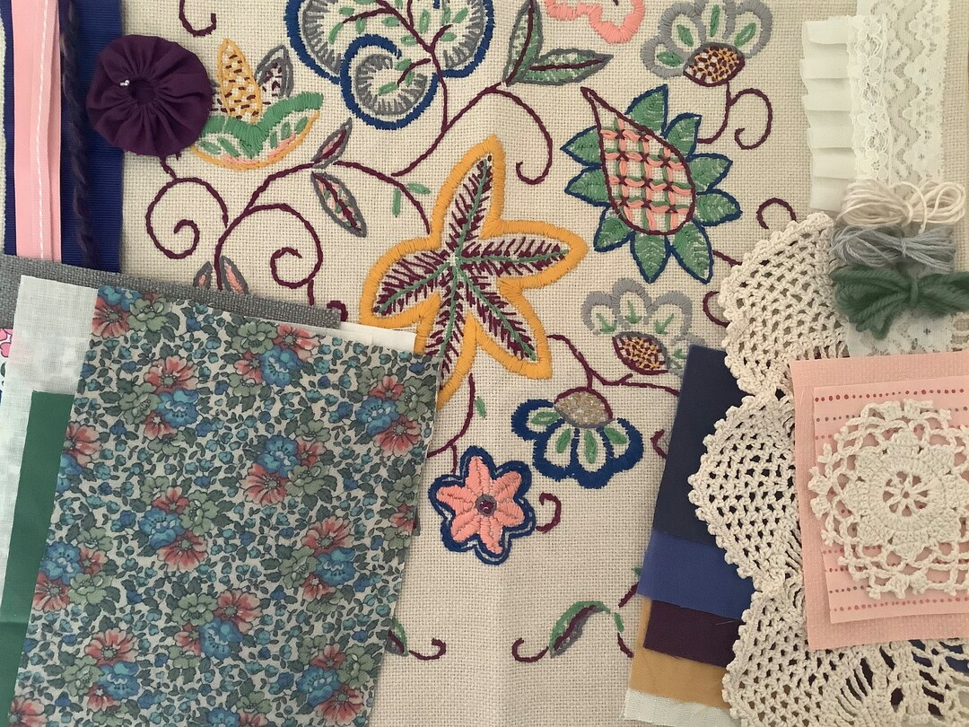 Beautiful Slow Stitch Bundle Fabric & Lace Scrapbooking Vintage Mindful ...