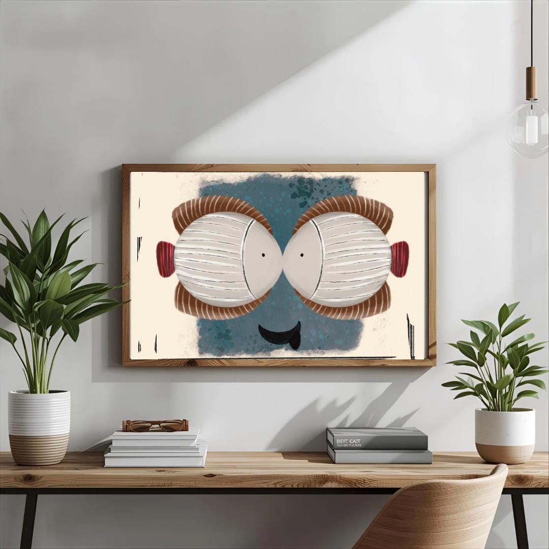 Fish-eyed Smiling Face-2 . Printable Art Print for Nursery, School ...