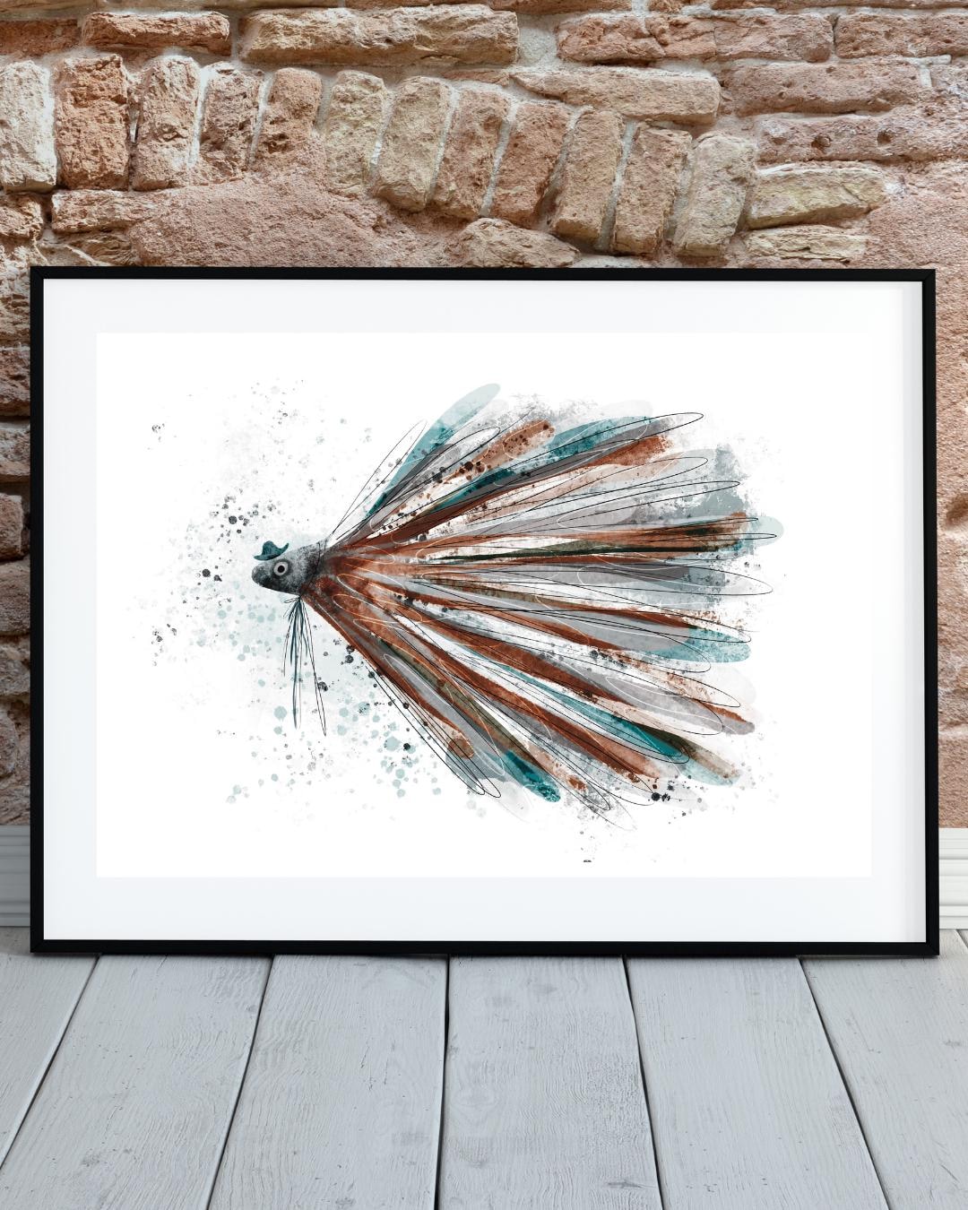Fantasy Fish Art Print, Whimsical Red Fish With Hat (digital Download ...