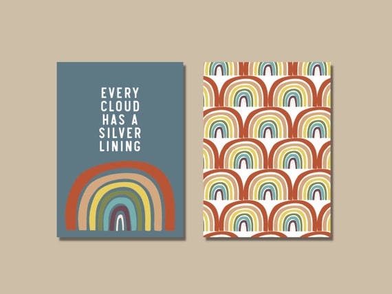 Every Cloud Has a Silver Lining Rainbow Print Digital Wall - Etsy