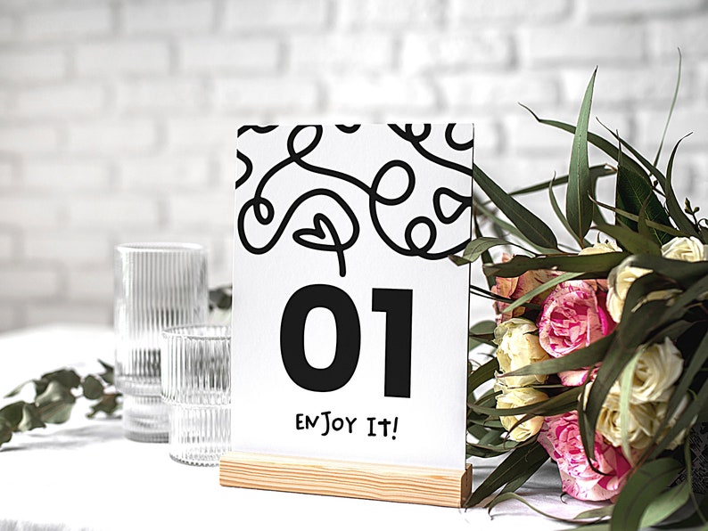 Creative Wedding Table Numbers Printable Digital in Black and - Etsy