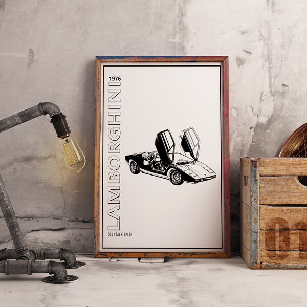 Lamborghini Countach White Poster - Etsy