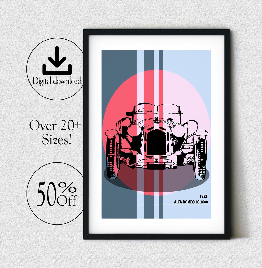 1932 Alfa Romeo 8C 2600 Large Painting Car Illustration Downloadable ...