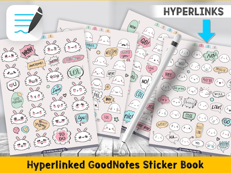 Kawaii Planner Stickers Pack Digital, Cute Kawaii Stickers Goodnotes ...