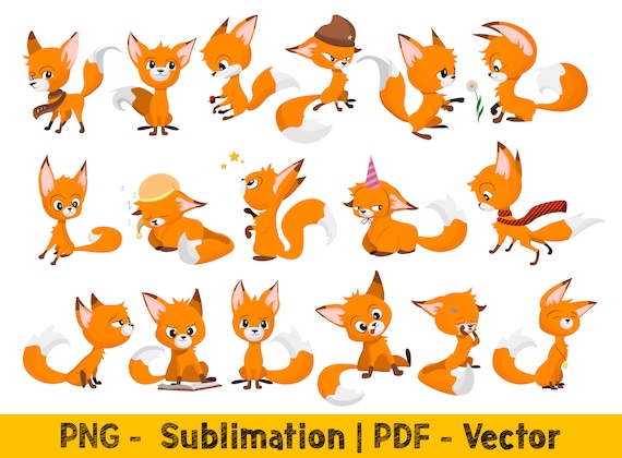 Baby Fox Png Designs Cute Fox Clipart Cartoon Fox Png Files - Etsy