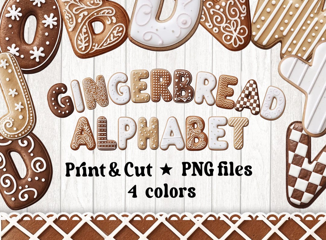 Christmas Alphabet Png Clipart Bundle, Gingerbread Alphabet Png Files ...
