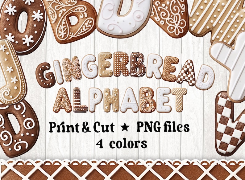 Christmas Alphabet Png Clipart Bundle, Gingerbread Alphabet Png Files ...