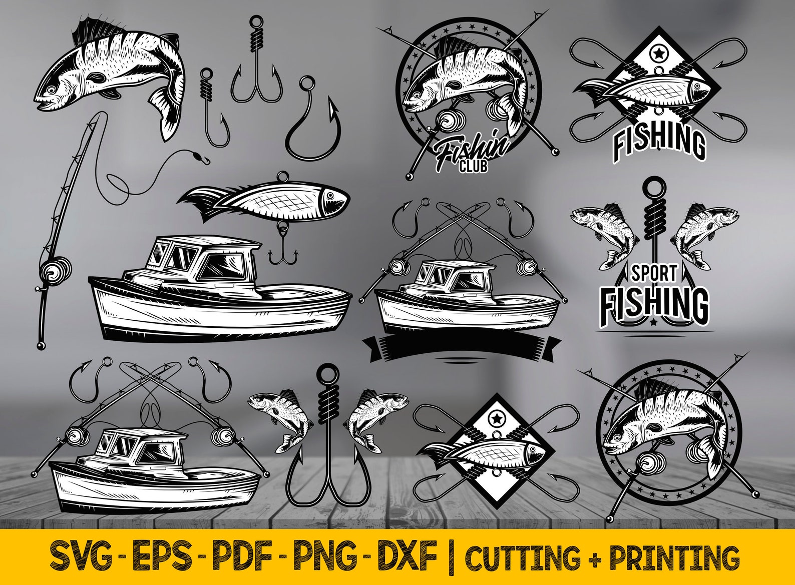 Fishing Svg Files for Cricut, Fish Svg Bundle Cut Files, Laser Cut ...