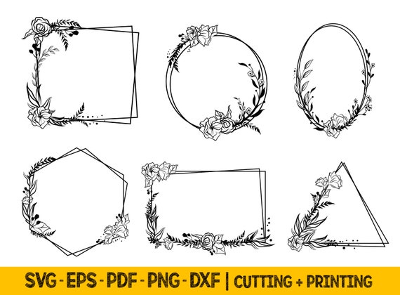 Floral Frame Svg Flower Svg Files for Cricut Flower Border - Etsy