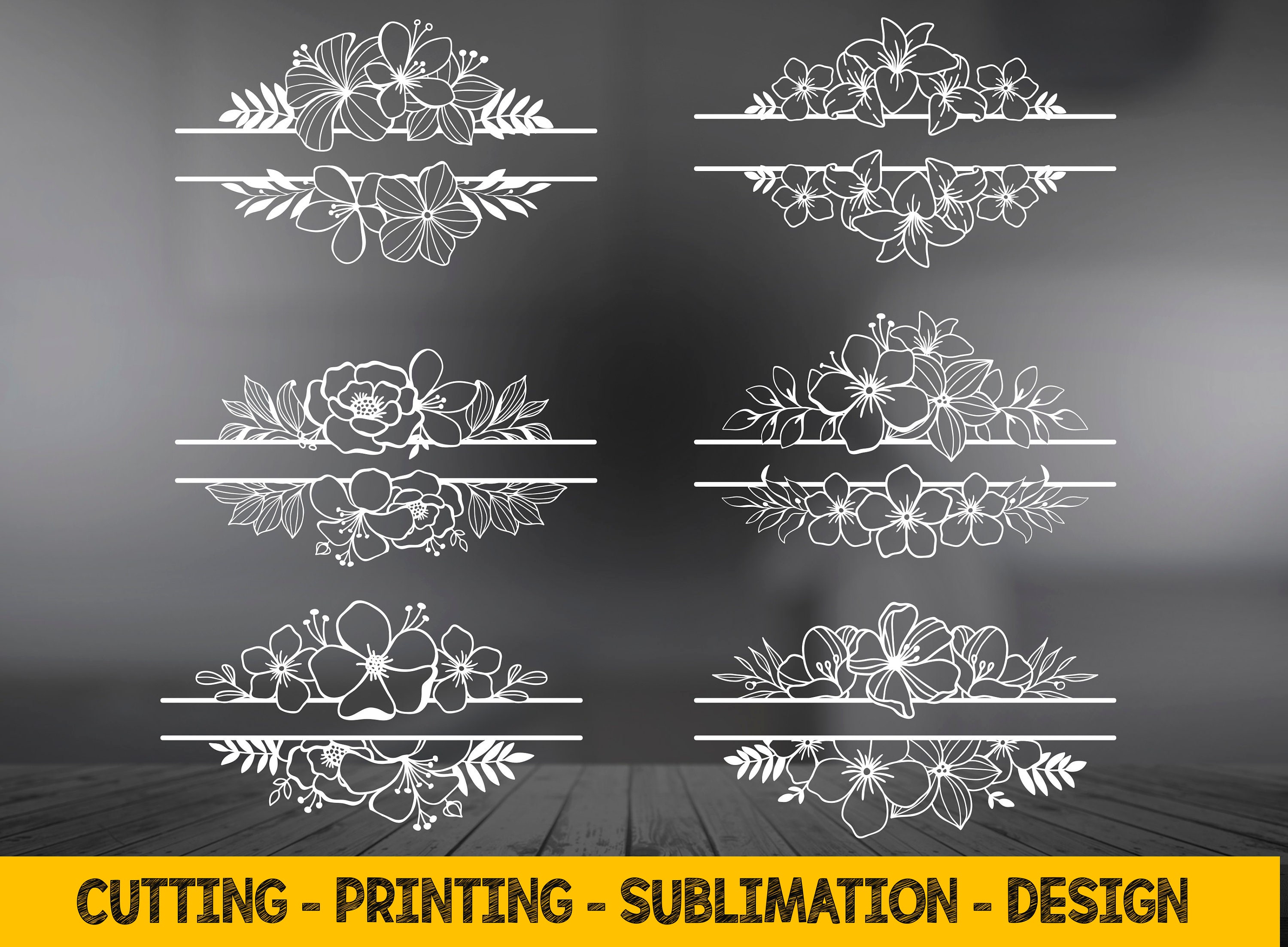 Flower Border Svg Cut Files Split Floral Border Svg Files for - Etsy