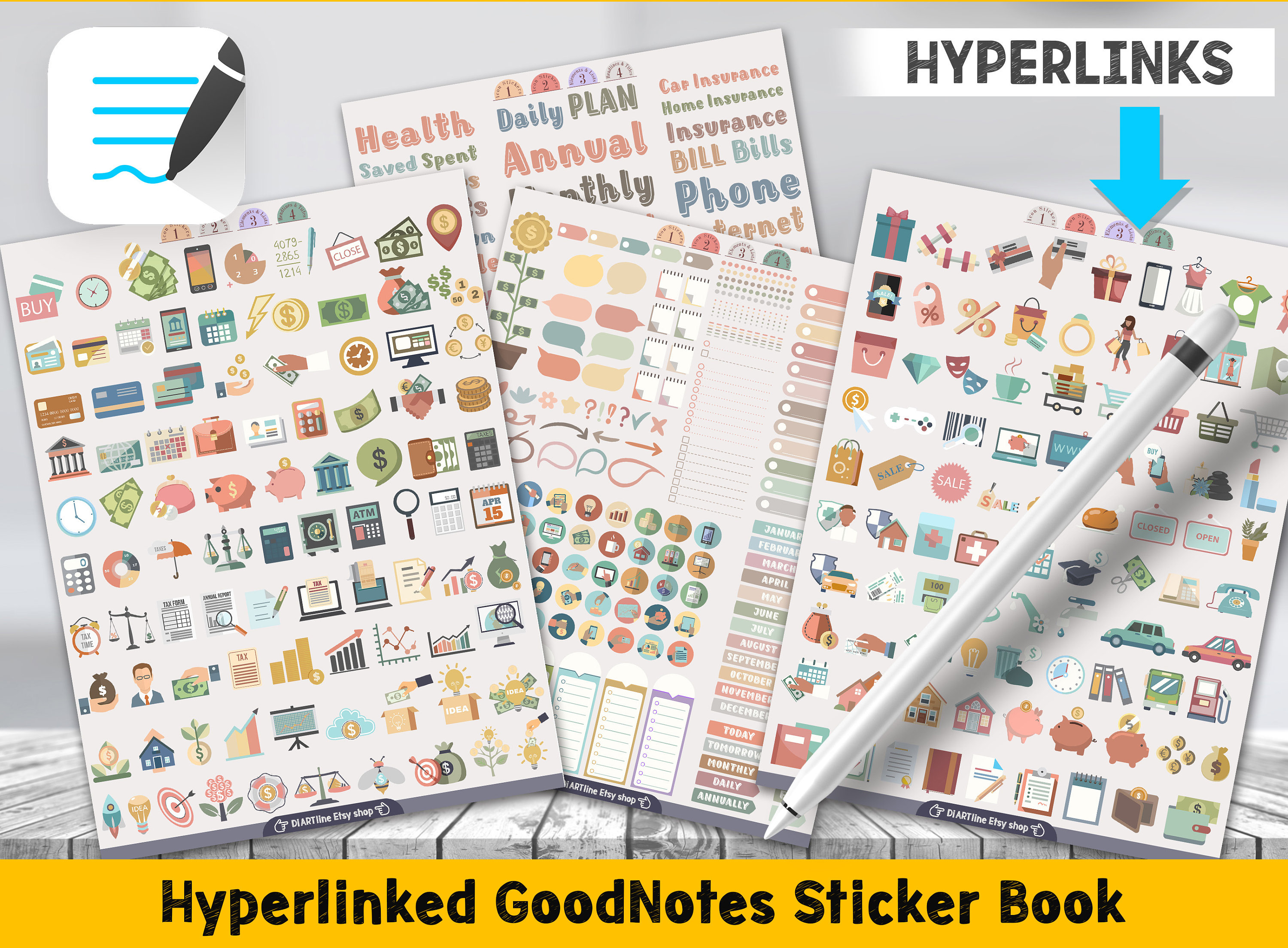 Budget Stickers Goodnotes, Digital Planner Stickers for Budget Tracker ...