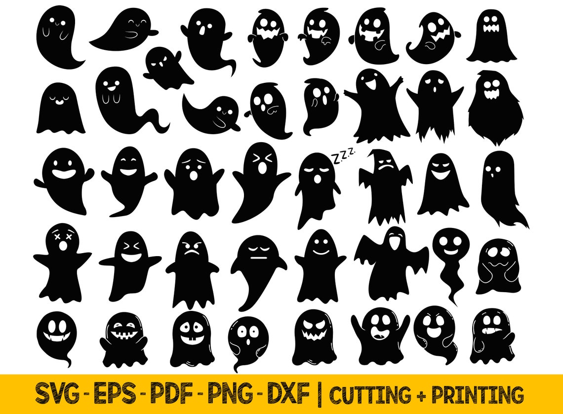 Cute Ghost Svg Bundle, Ghost Clipart Svg Files, Funny Halloween Svg for ...