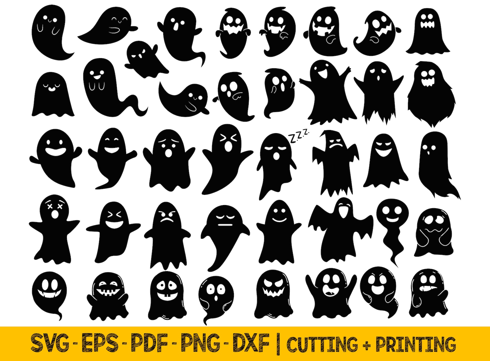 Cute Ghost Svg Bundle, Ghost Clipart Svg Files, Funny Halloween Svg for ...