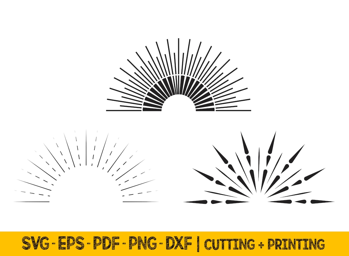 Sunshine Svg Cut Files, Sun Rays Svg Files for Cricut, Half Sun Svg Cut ...