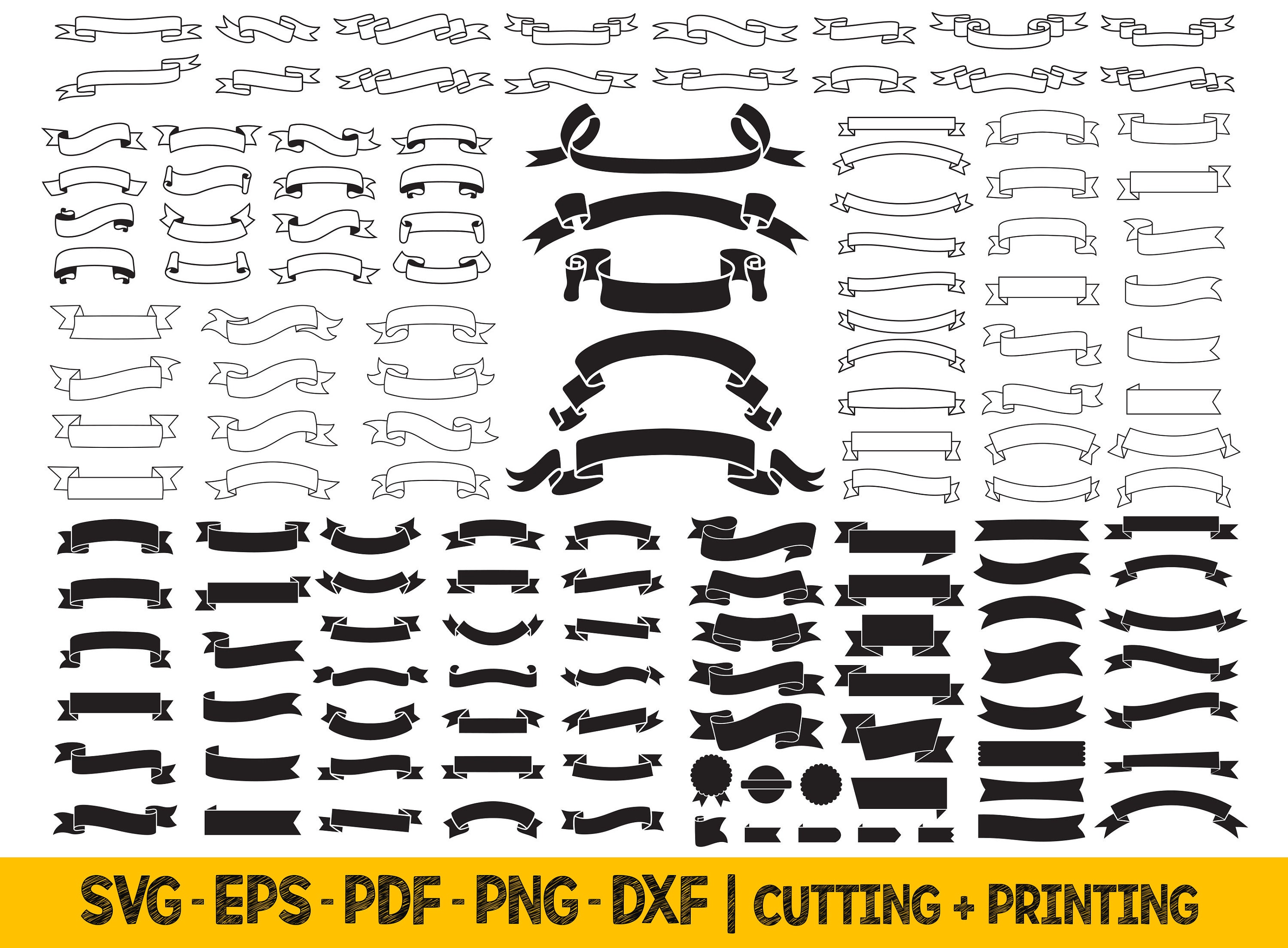 Banner SVG Cut Files: Ribbon Template Bundle (digital Download) - Etsy