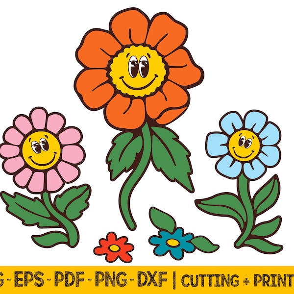 Smiley Face Daisy Clipart - Etsy