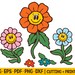 Retro Daisy Smiley Face Svg Files for Cricut, Retro Flower Svg ...
