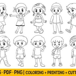 Coloring Kids Clipart Png, Hand Drawn Coloring Page, Kids Svg Outline ...
