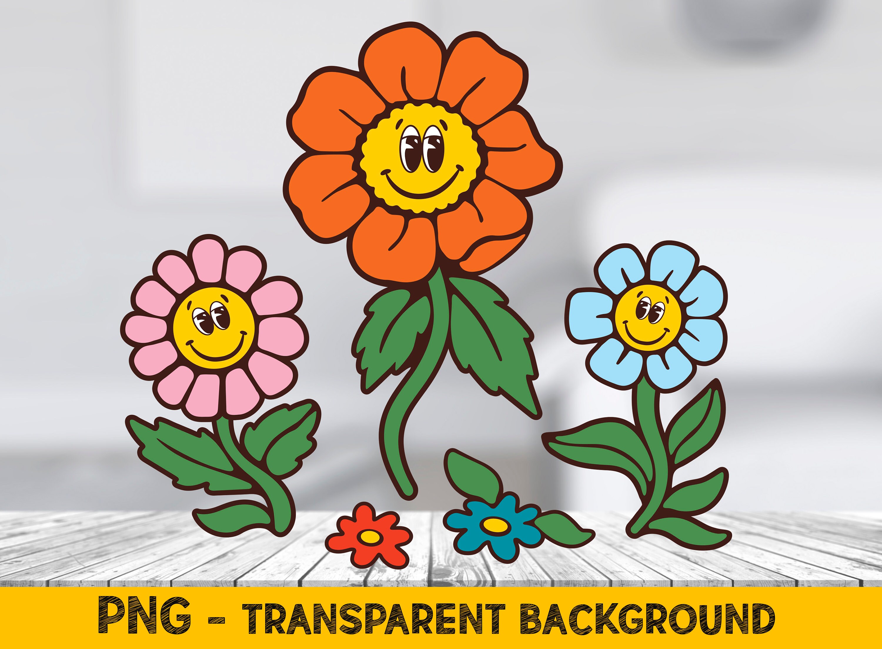 Retro Daisy Smiley Face Svg Files for Cricut, Retro Flower Svg ...
