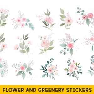 Floral Goodnotes Planner Stickers Digital Download, Digital Watercolor ...