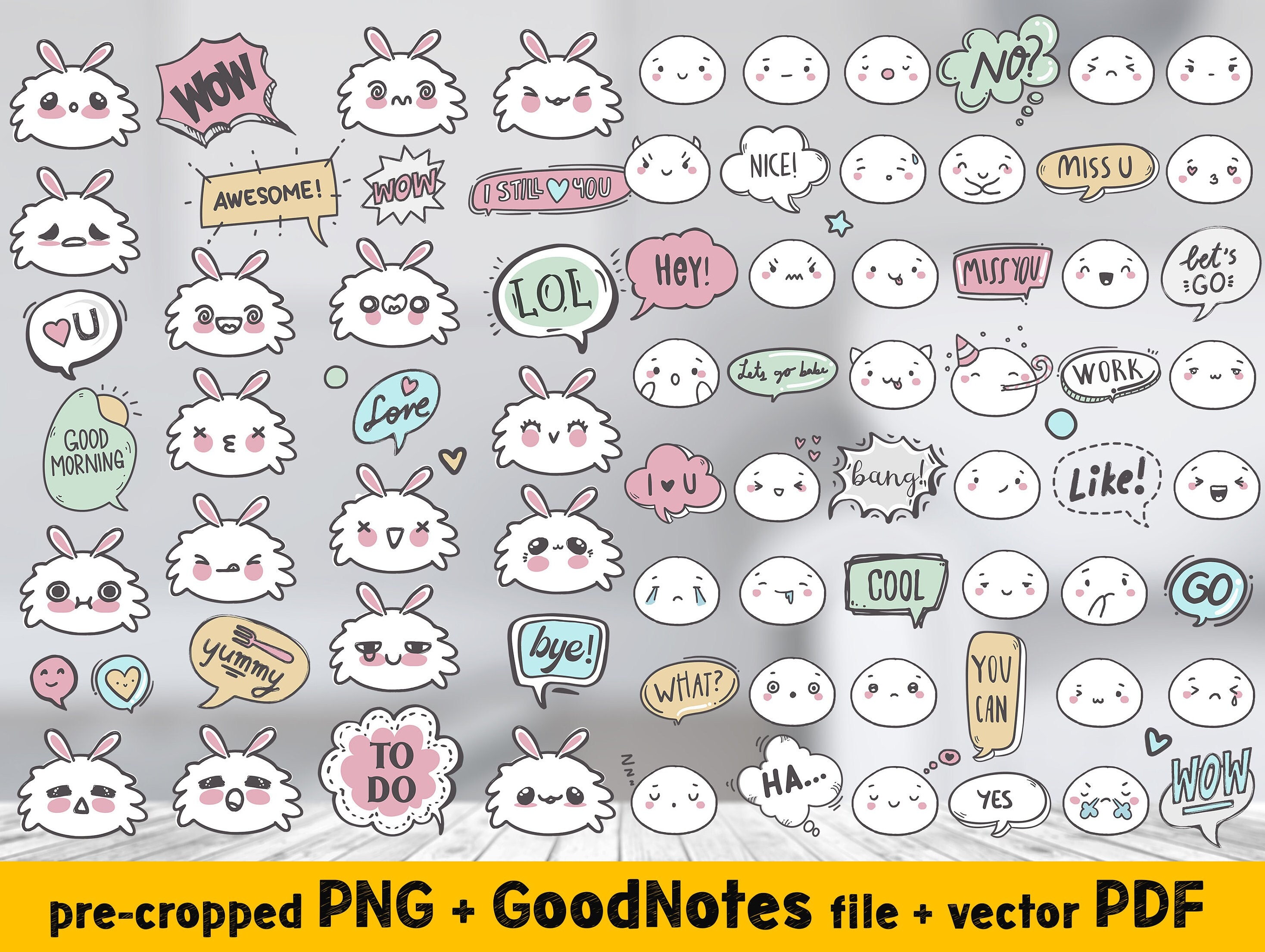 Kawaii Planner Stickers Pack Digital, Cute Kawaii Stickers Goodnotes ...