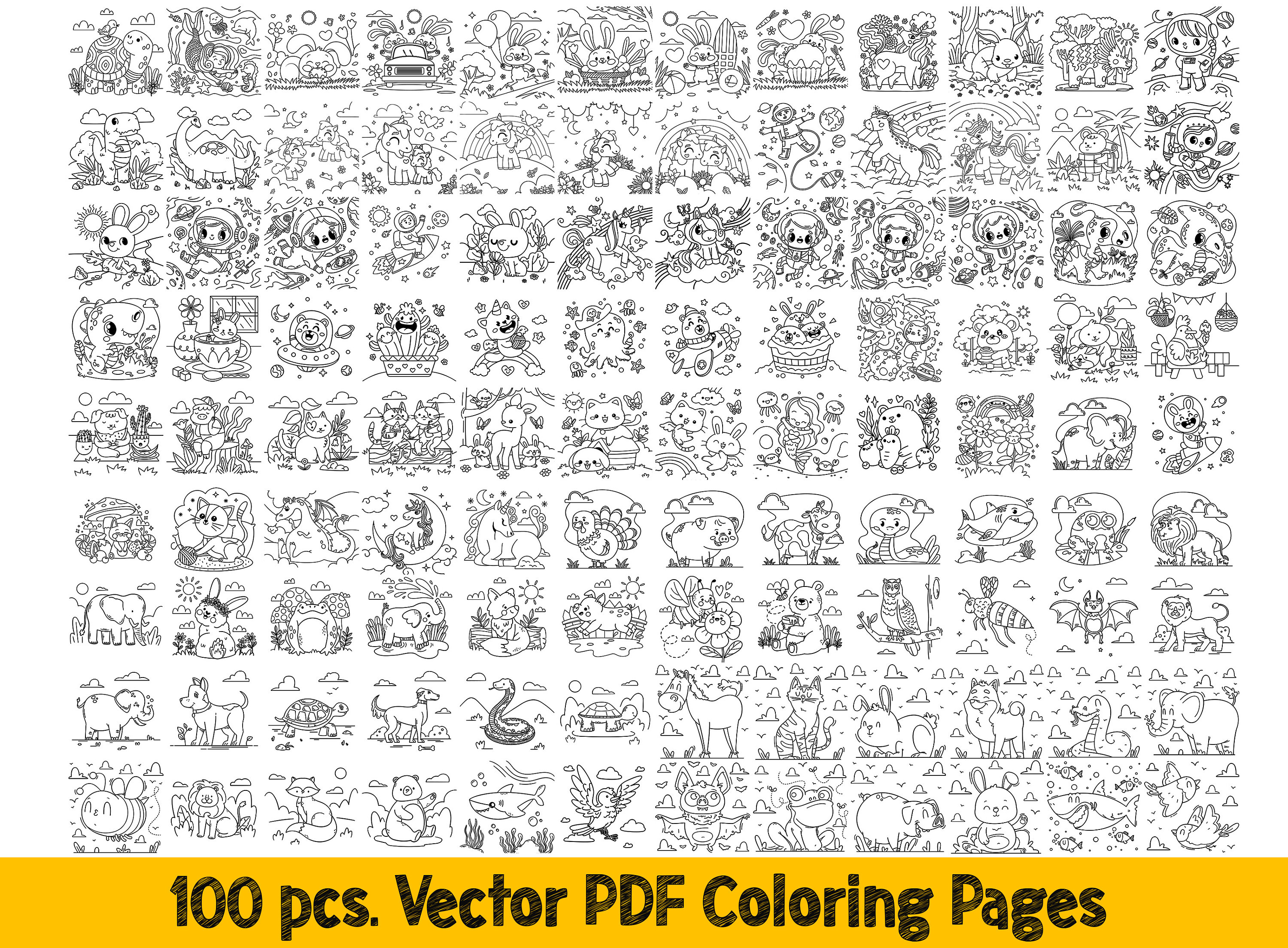 Coloring Pages for Kids Printable, Digital Coloring Book Pdf, Coloring ...