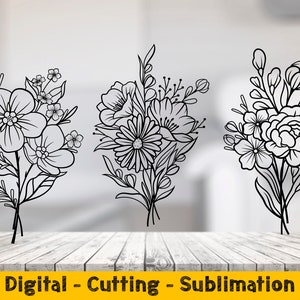 Flower Bouquet Svg Files for Cricut, Flowers Svg Bundle, Laser Cut ...