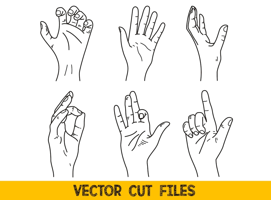 Hands Svg Files for Cricut, Hand Svg Cricut Bundle, Hand Signs Svg for ...