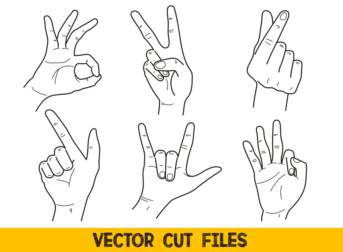 Hands Svg Files for Cricut, Hand Svg Cricut Bundle, Hand Signs Svg for ...