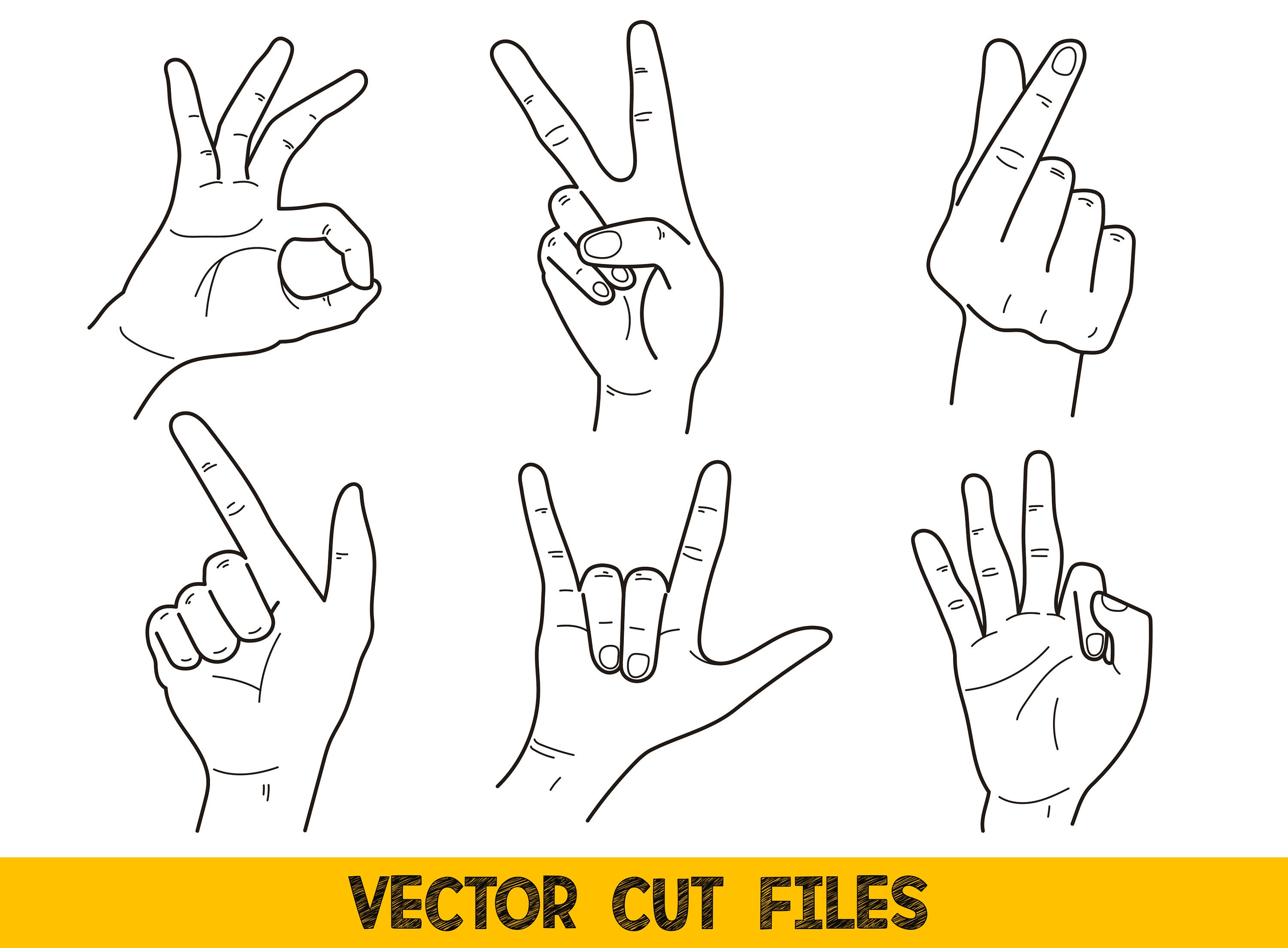 Hands Svg Files for Cricut, Hand Svg Cricut Bundle, Hand Signs Svg for ...